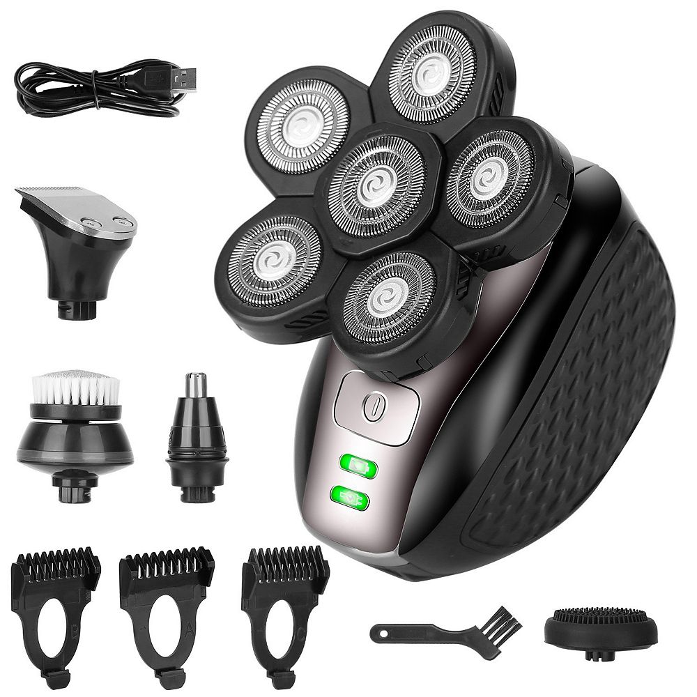 Men's, Black, 5-in-1 Electric Razor For Bald With 3 Combs