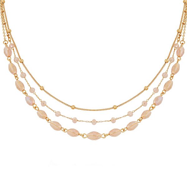 Berry Jewelry Gold Tone Beaded Layered Necklace