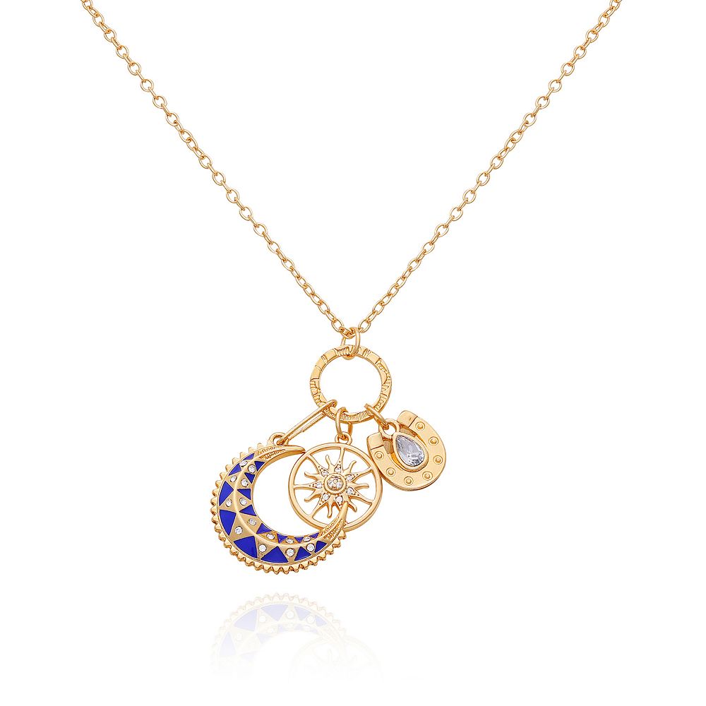 Berry Jewelry Gold Tone Blue Moon Charm Necklace