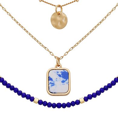Berry Jewelry Gold Tone Blue Beaded Layered Necklace