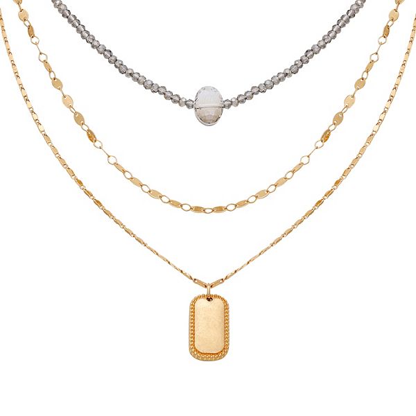 Berry Jewelry Two Tone Beaded & Chain Layered Necklace