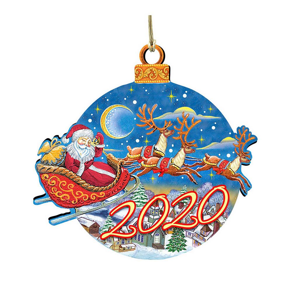 Dated Up Up and Away Santa 24-Inch Handcrafted Wooden Door Hanger by G ...