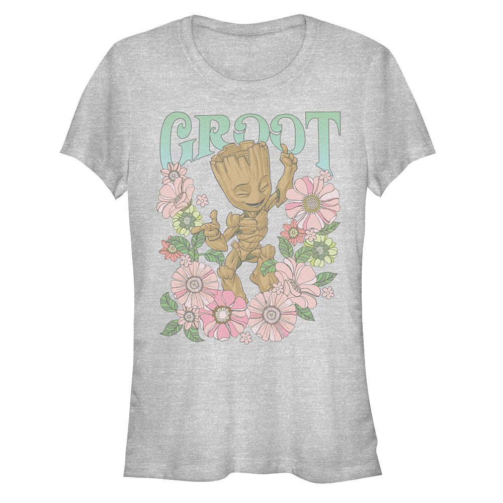 Juniors' Guardians Of The Galaxy Groot Floral Dancer Graphic Tee