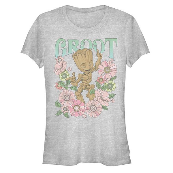 Juniors' Guardians Of The Galaxy Groot Floral Dancer Graphic Tee