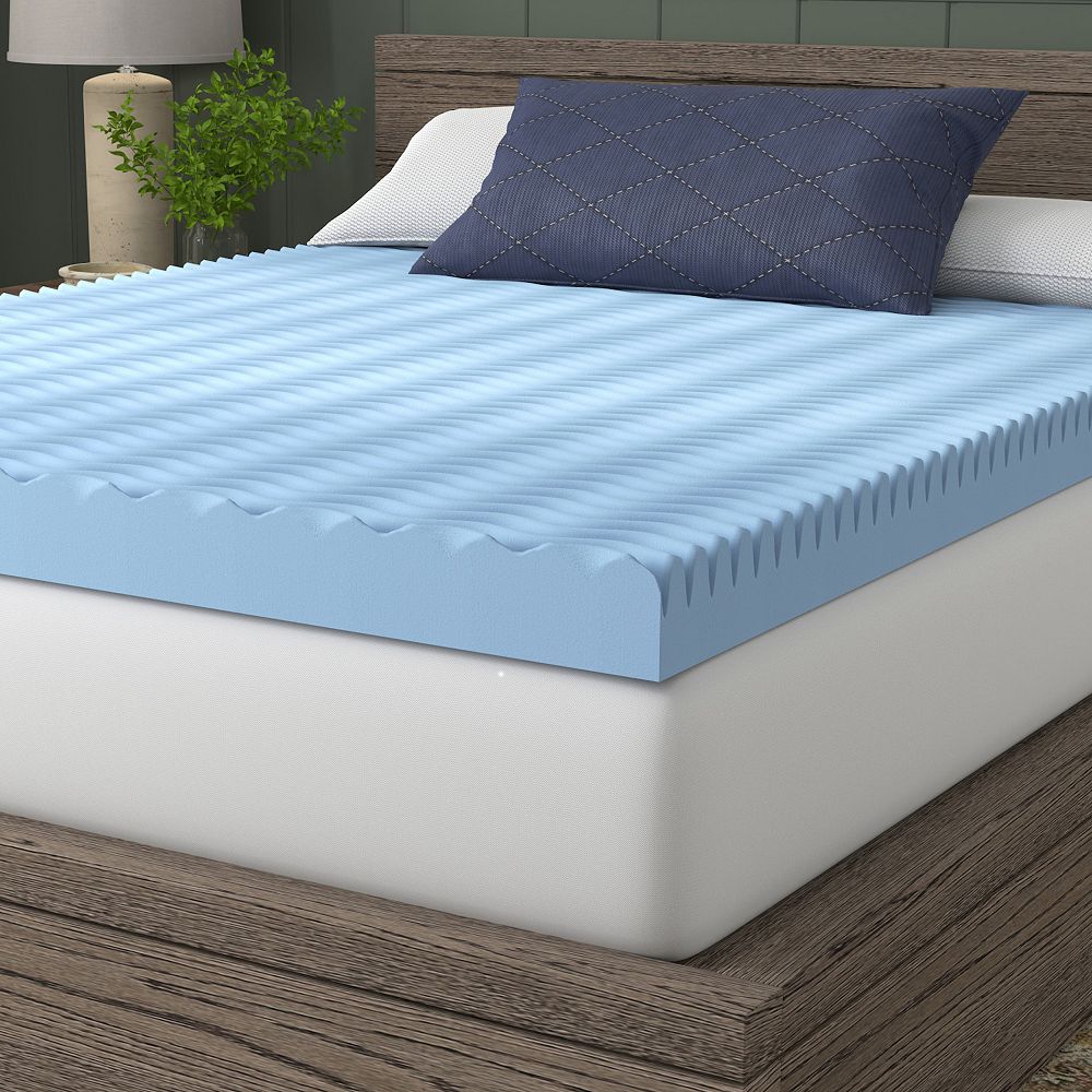 Vibe 4” Wave Convoluted Gel Memory Foam Mattress Topper