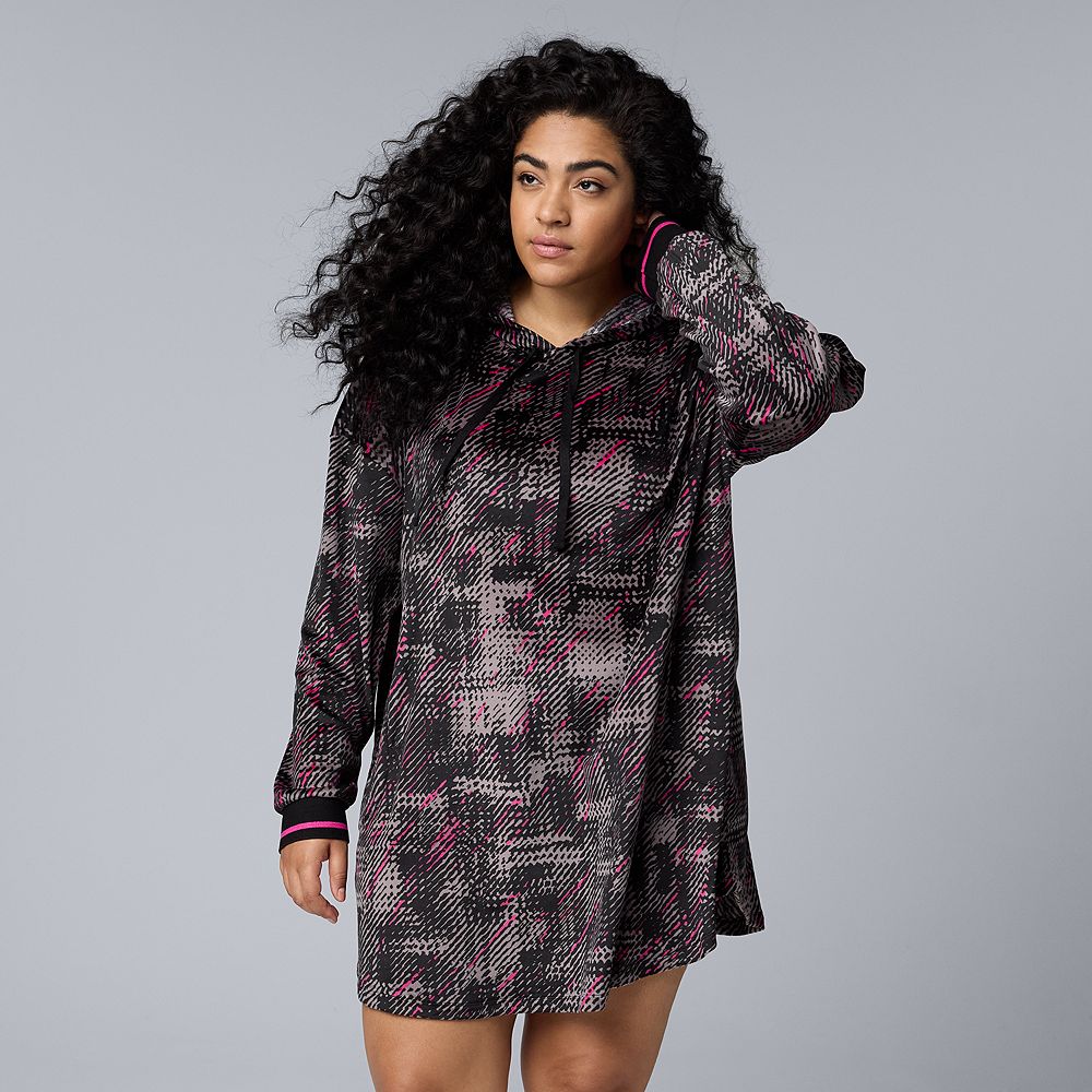 Plus Size Simply Vera Vera Wang Long Sleeve Hooded Sleepshirt