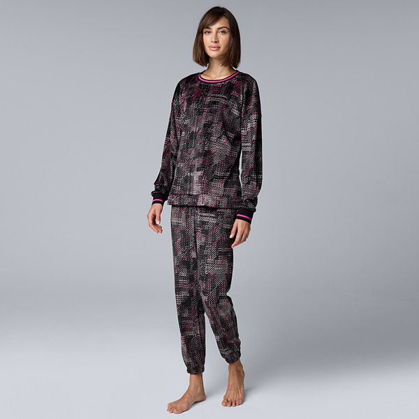 Women's Simply Vera Vera Wang Long Sleeve Pajama Top & Pajama Bottoms Set