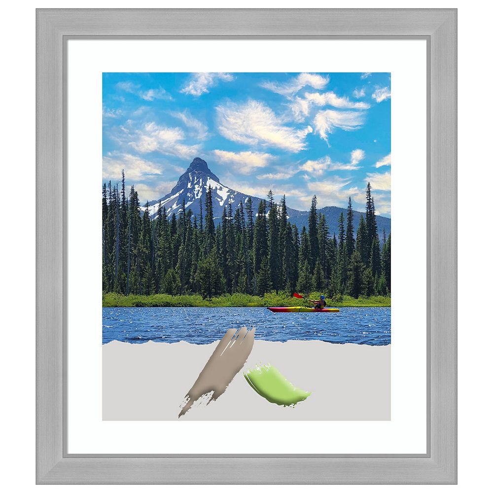 Vista Brushed Nickel Narrow Picture Frame, Photo Frame, Art Frame - Matted