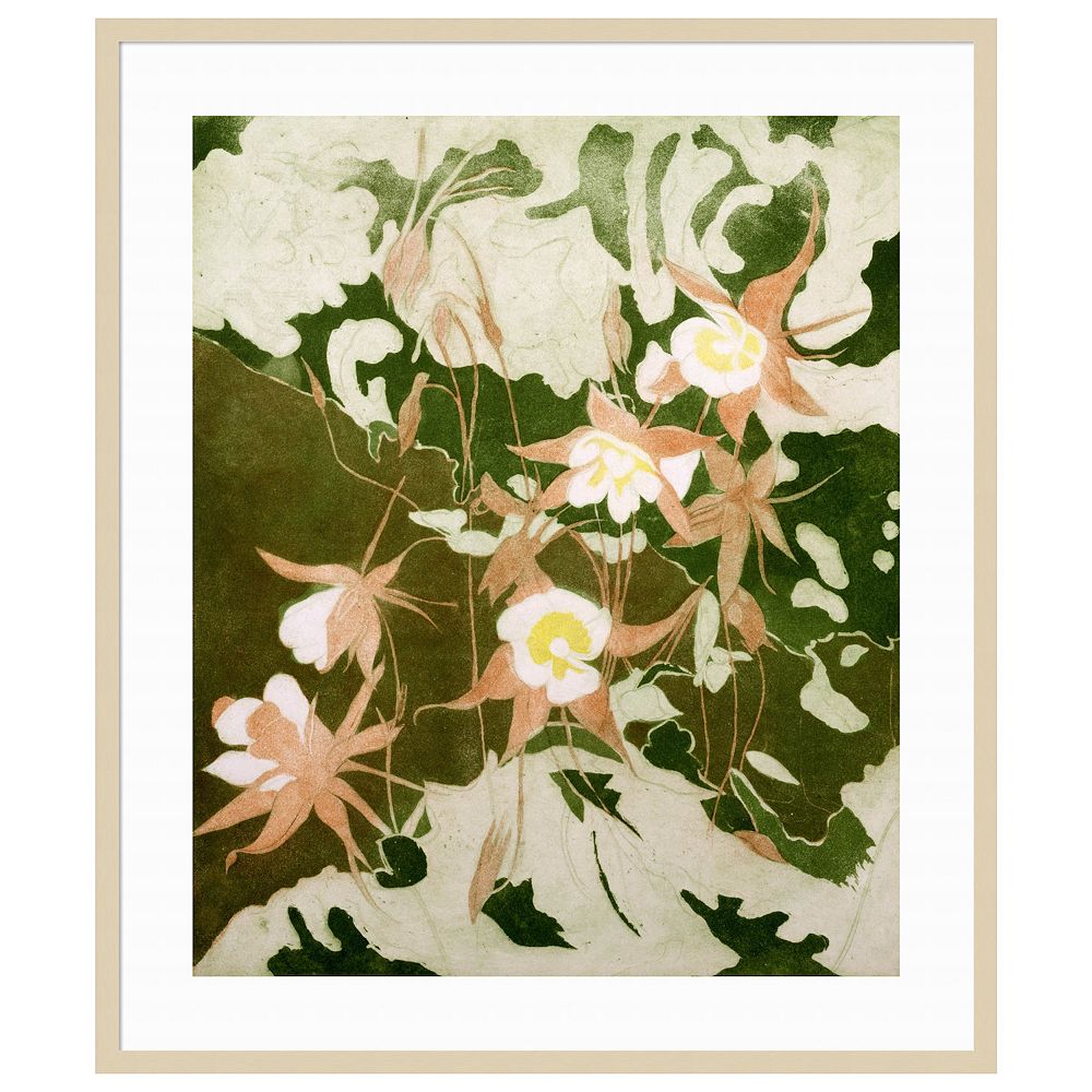 Columbine Flowers By Valerie Daniel Wood Framed Wall Art Print