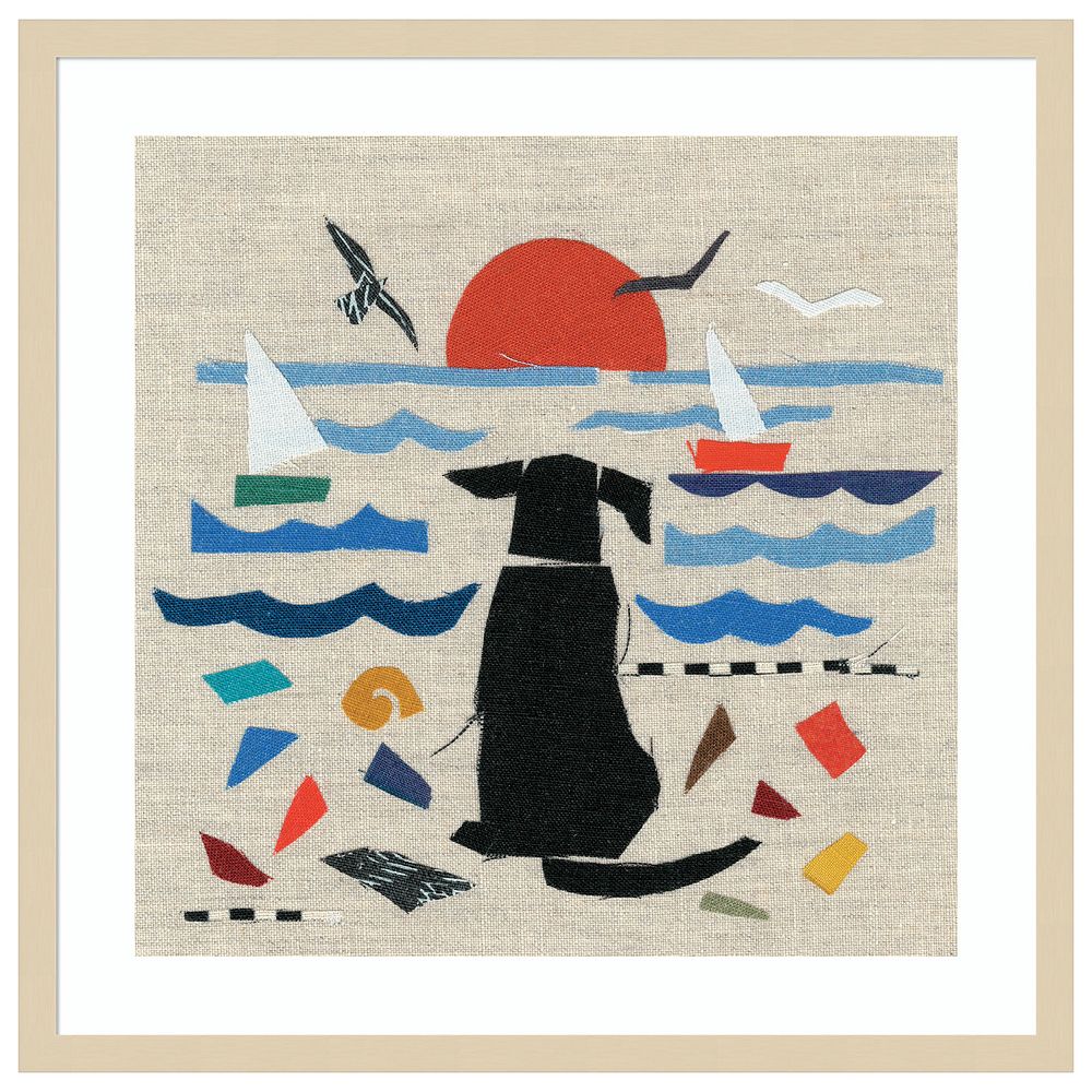 Sea Dog By Jenny Frean Wood Framed Wall Art Print