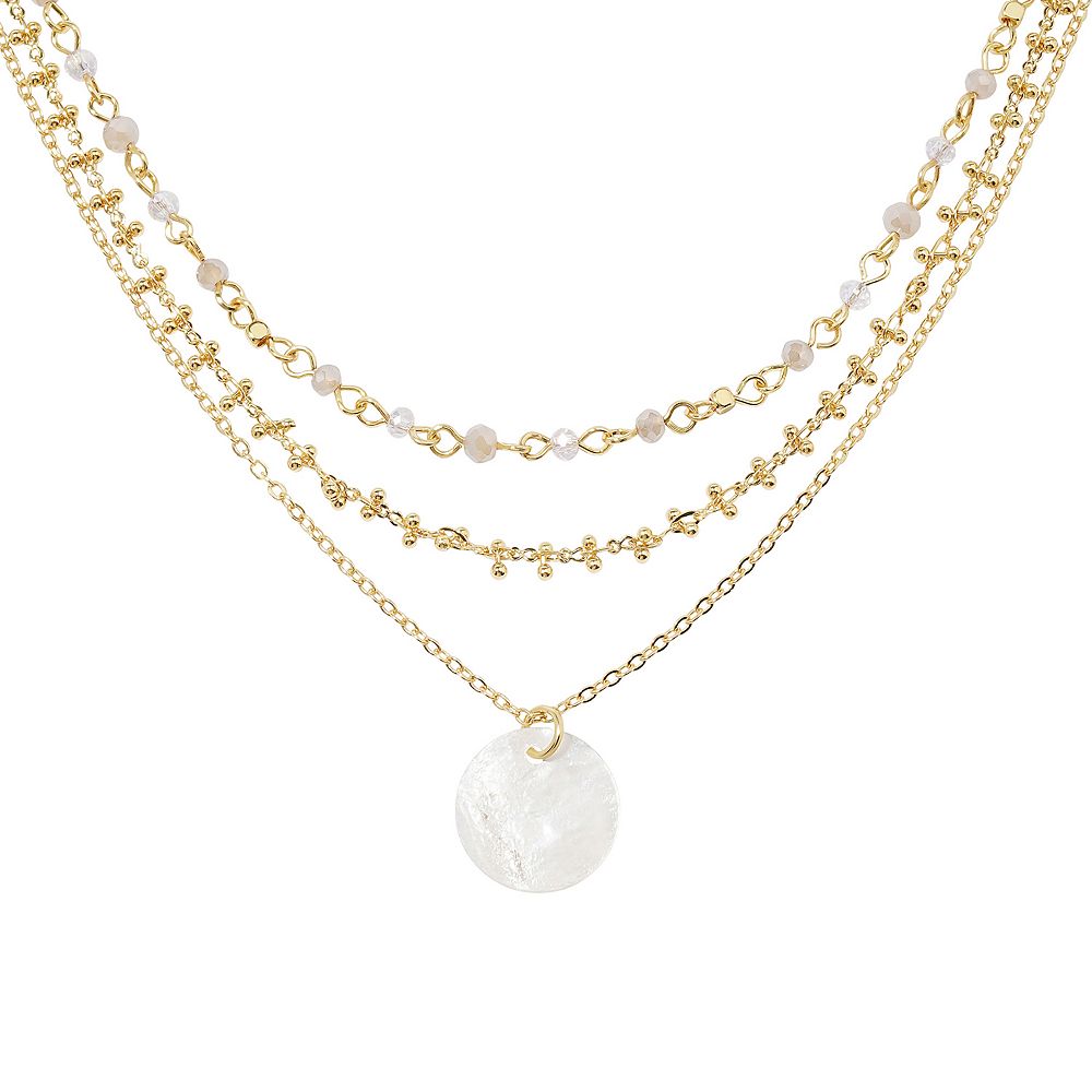 LC Lauren Conrad Gold Tone 3-Row Multi-Pendant Necklace