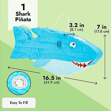 Shark Pinata for Kids Birthday Party, Pool Party (Small, 3.2" x 7" x 16.5")