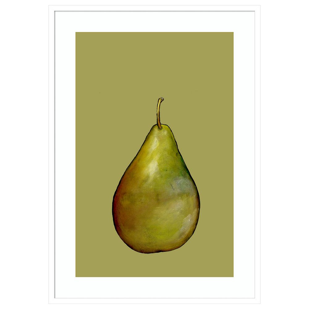 Pear On Green By Sarah Thompsonengels Wood Framed Wall Art Print