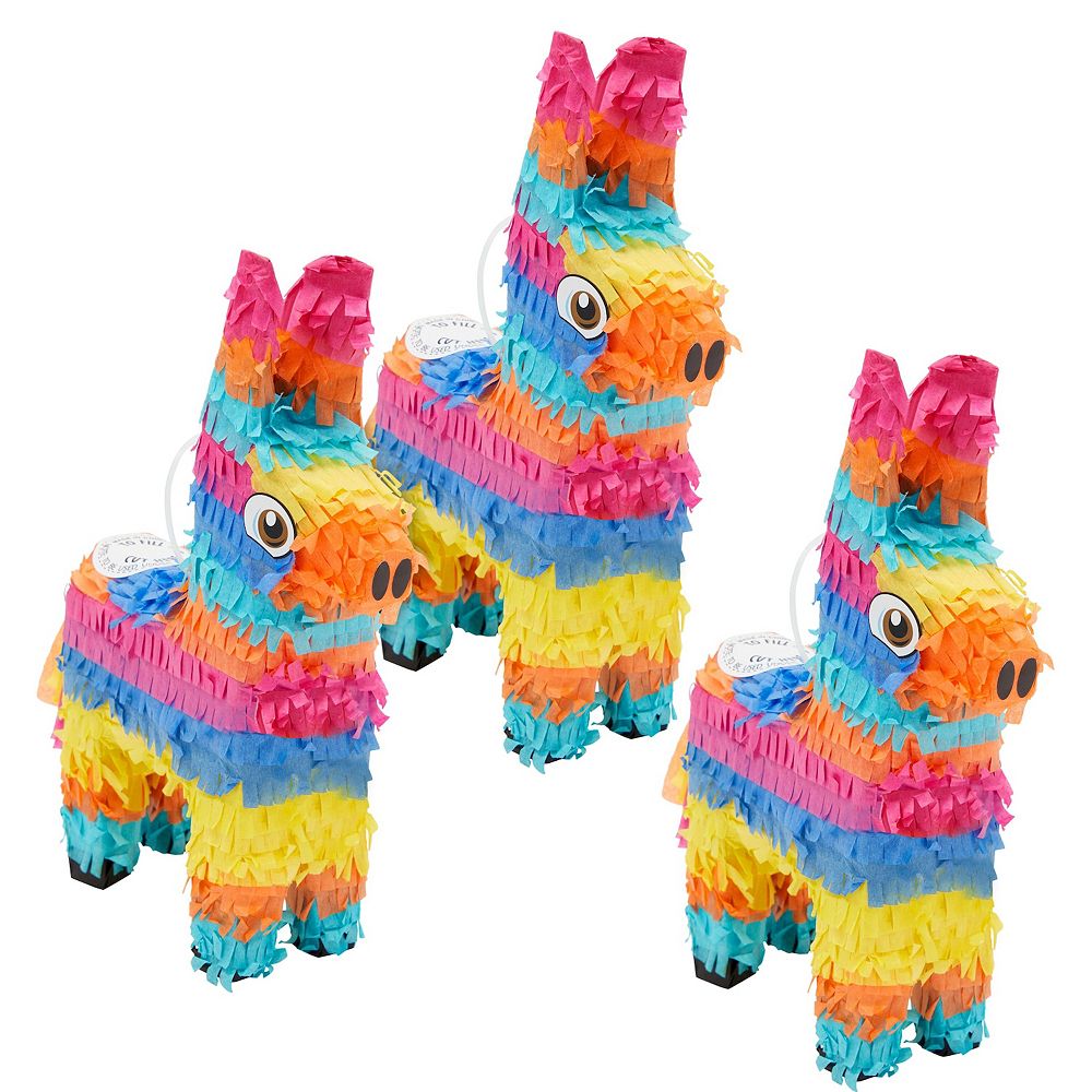 3 Pc Mini Donkey Pinata For Cinco De Mayo Fiesta, Birthday Party ...