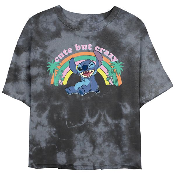 Disney's Lilo & Stitch Cute But Crazy Stitch Crop Top Bombard Wash ...