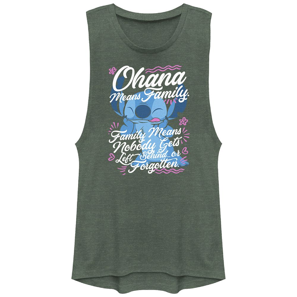 Disney's Lilo & Stitch Ohana Meaning Stitch Juniors' Muscle Graphic Tank