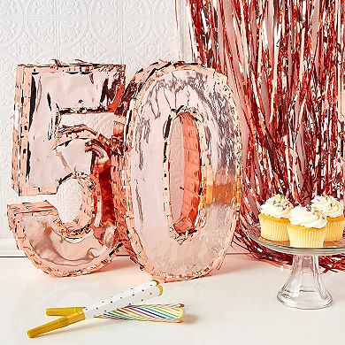 Rose Gold Pinata For Birthday Party, Number 0 (small)