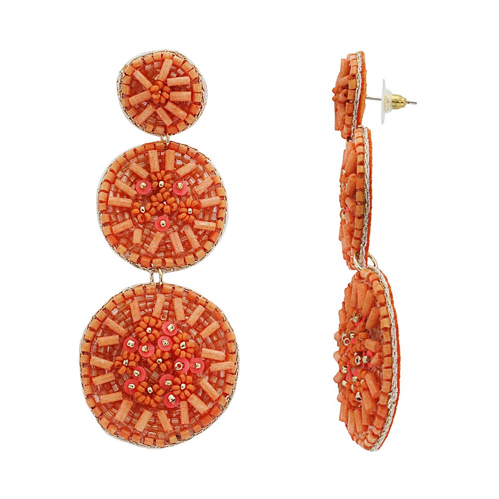 PANNEE BY PANACEA Gold Tone Colorful Circle Drop Statement Earrings