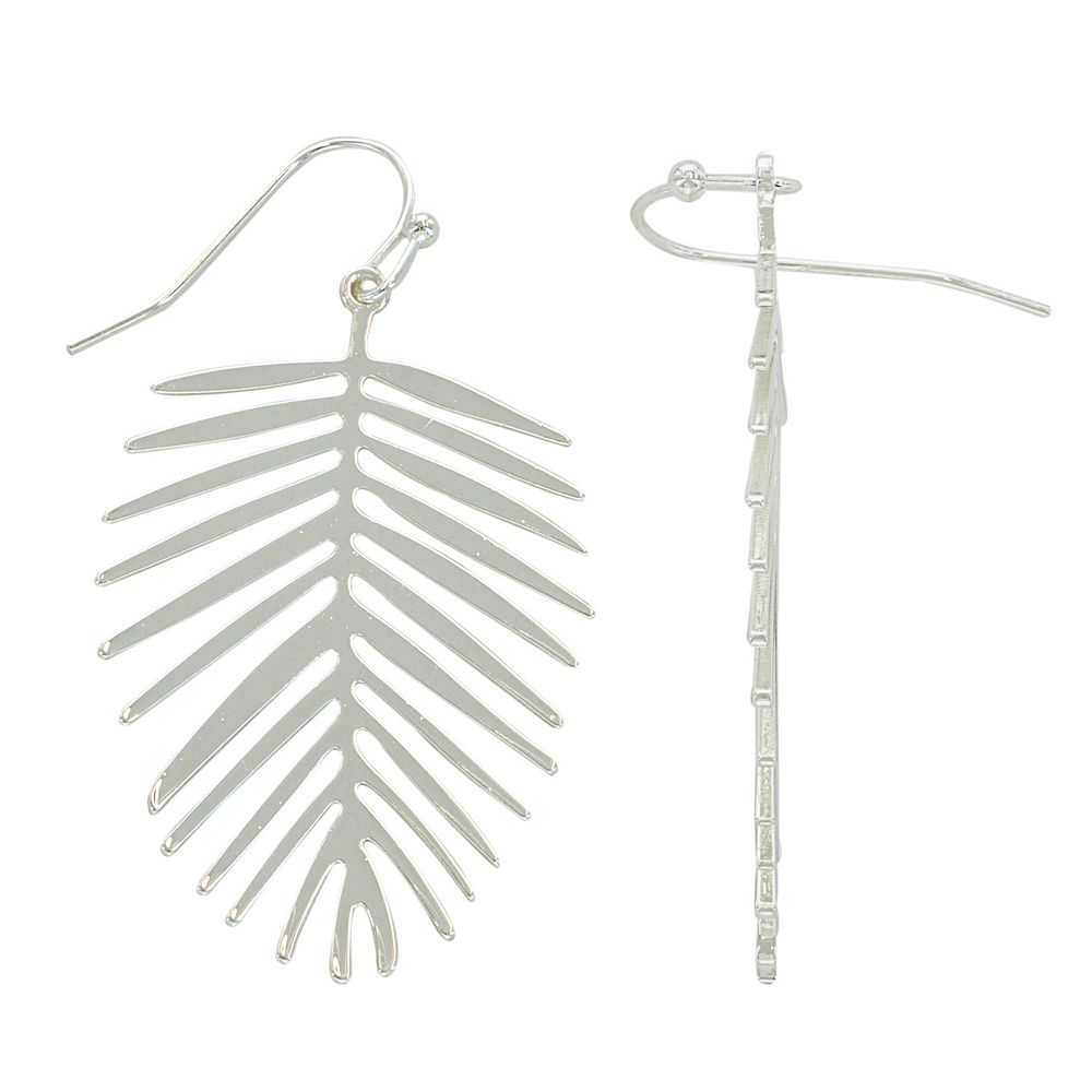PANNEE BY PANACEA Silver Tone Palm Leaf Earrings