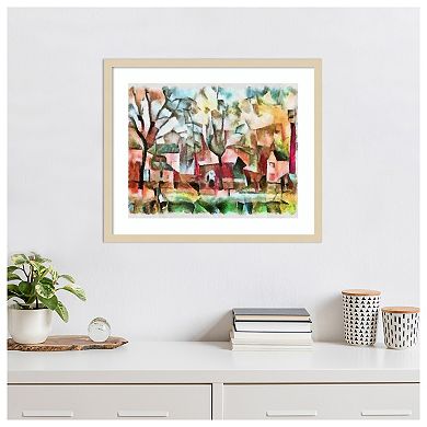 Landscape In Pink By Alex Caminker Wood Framed Wall Art Print