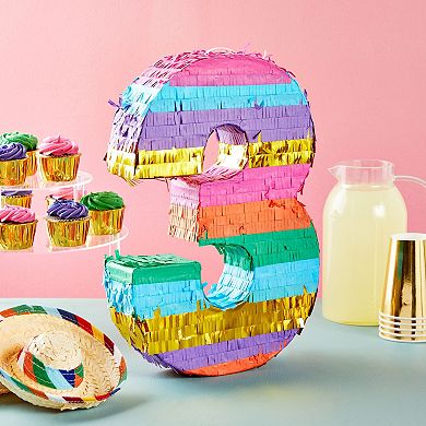 Number 3 Rainbow Pinata For Kids 3rd Birthday Party Decorations, 11 X ...