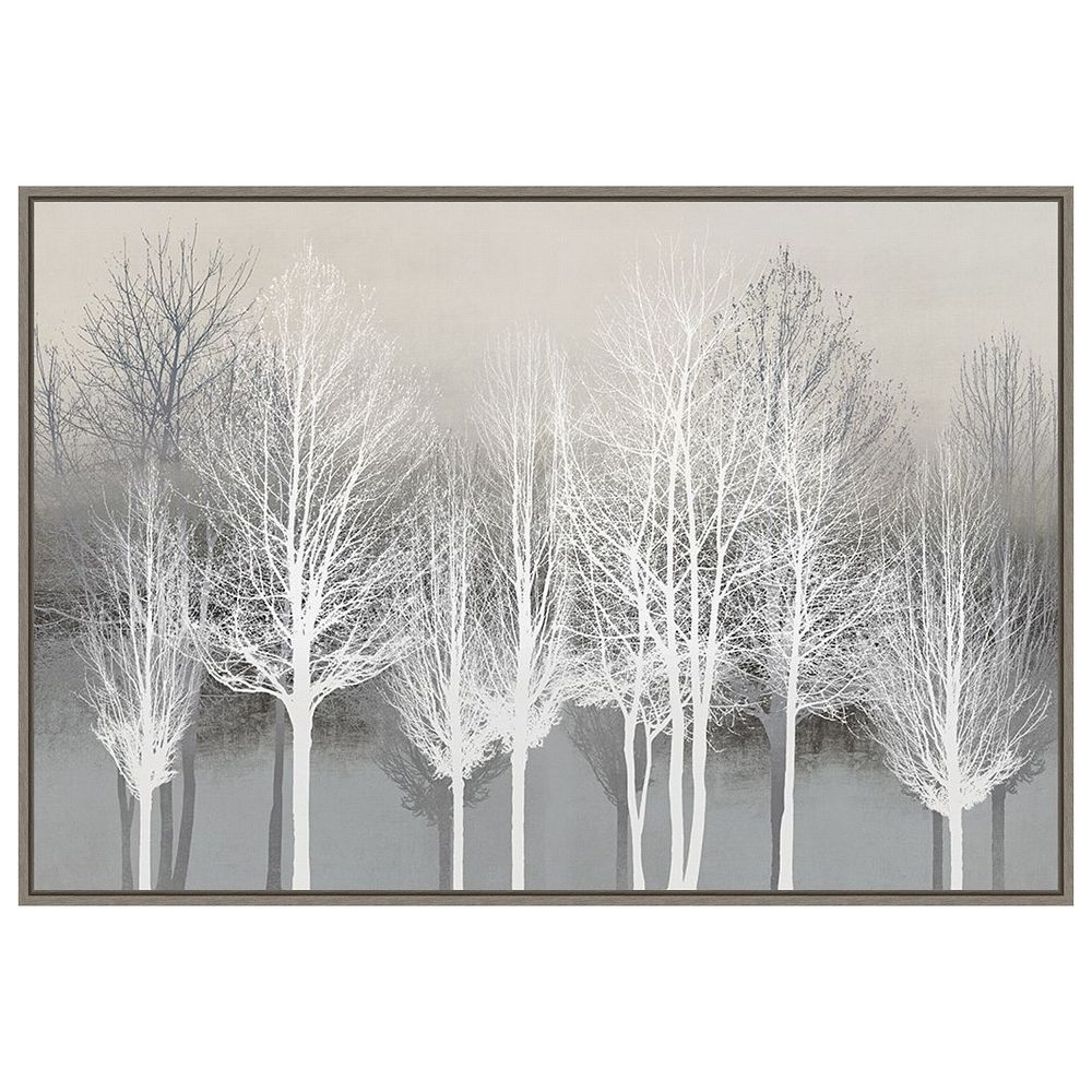 Trees On Gray By Kate Bennett Framed Canvas Wall Art Print