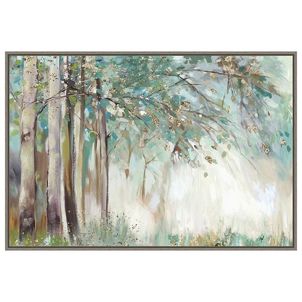 Silver Tree Leaves By Allison Pearce Framed Canvas Wall Art Print