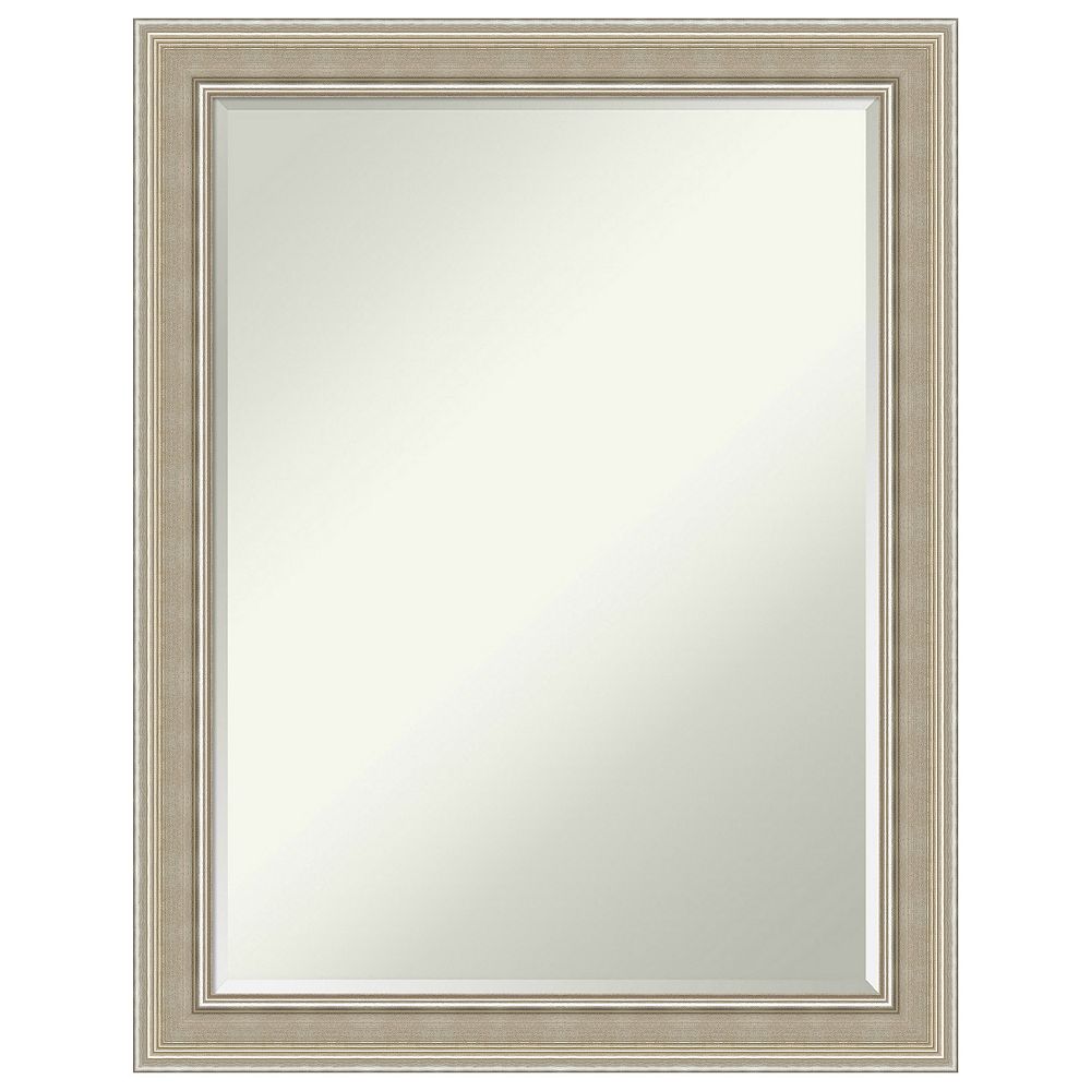Mezzo Silver Petite Bevel Wood Bathroom Wall Mirror - Glass Size 18 X 24