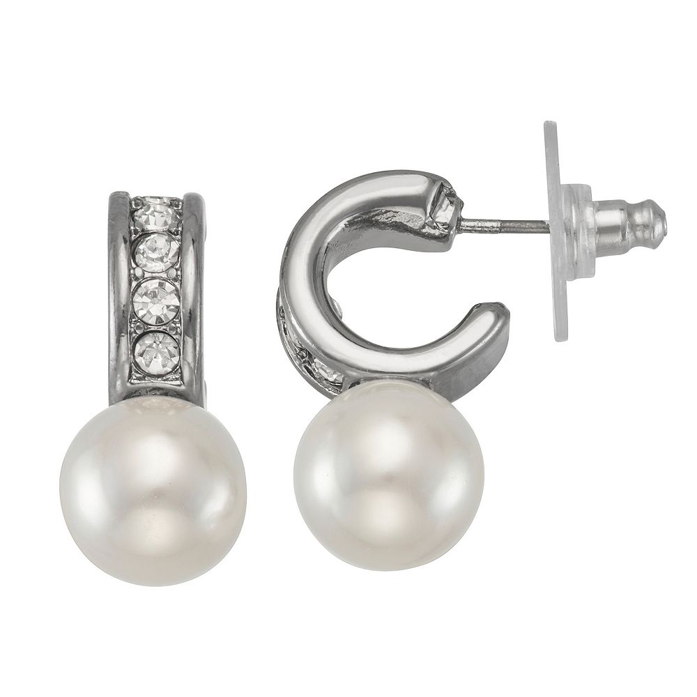 Simply Vera Vera Wang Simulated Pearl C Hoop Drop Earrings