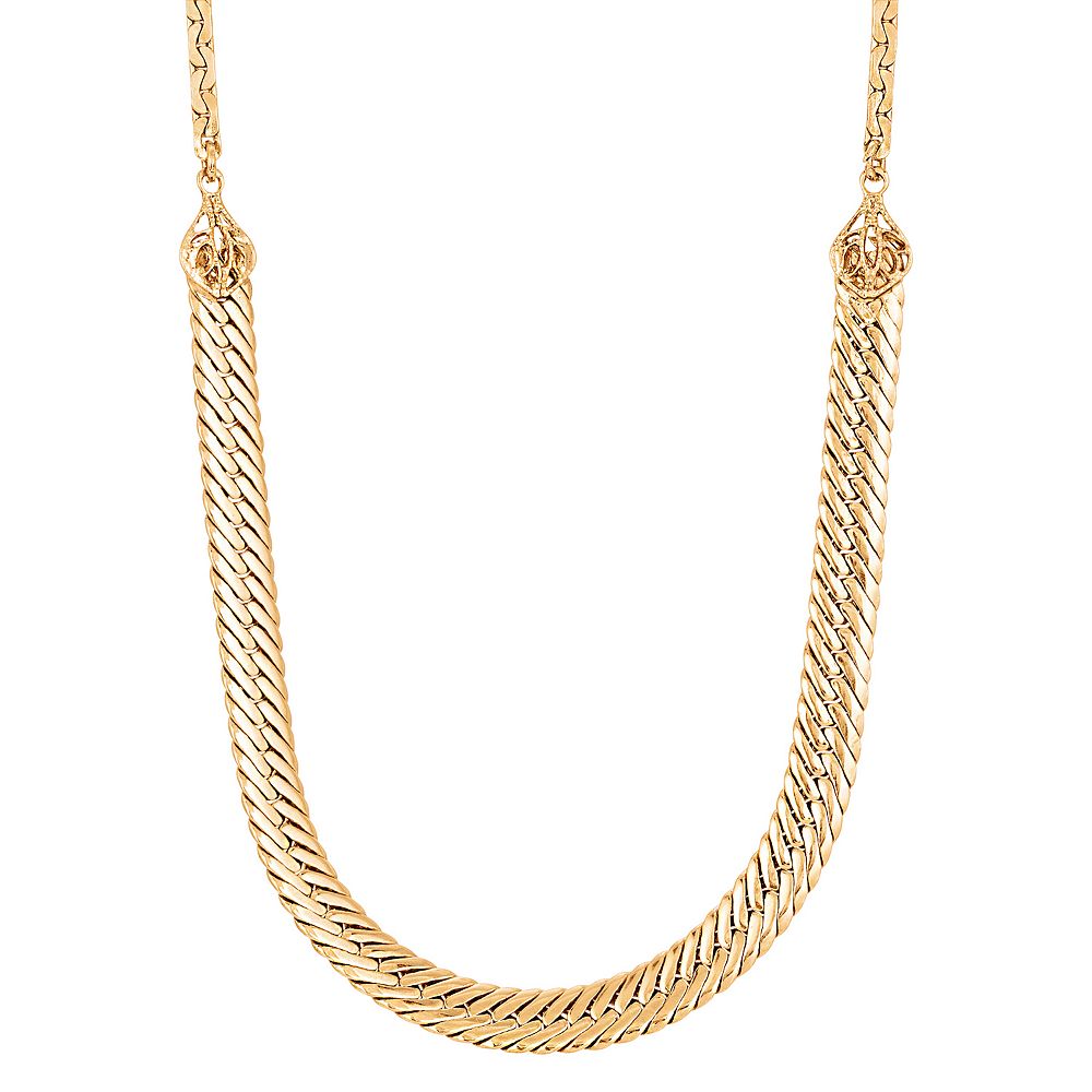 1928 Gold Tone Fancy Swag Chain Necklace