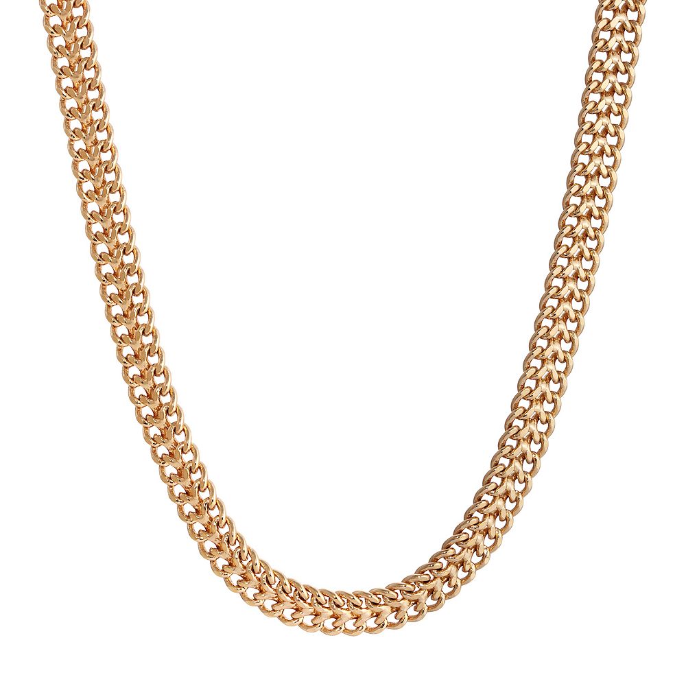 1928 Gold Tone Double Curb Chain Necklace