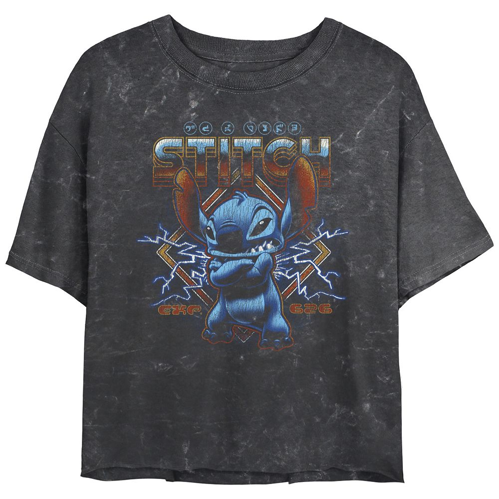 Disney's Lilo & Stitch Rock Poster Stitch Crop Top Mineral Wash Graphic Tee