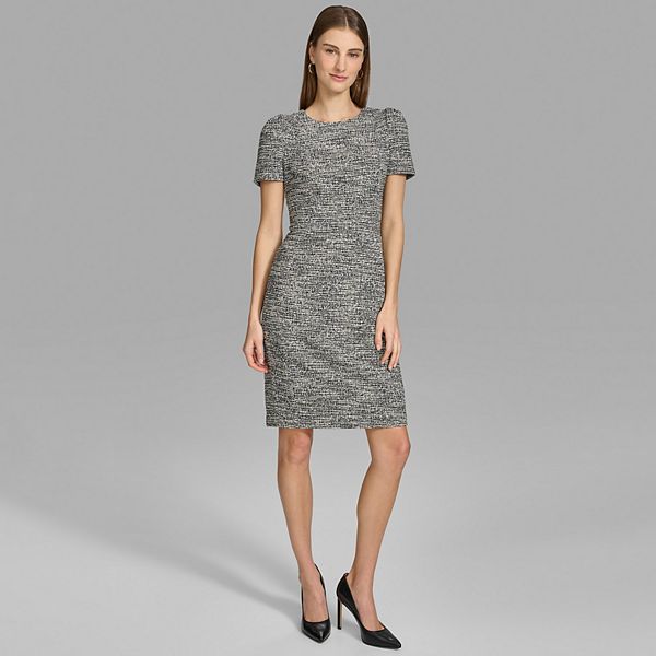 Women's Andrew Marc Tulip Sleeve Tweed Mini Sheath Dress