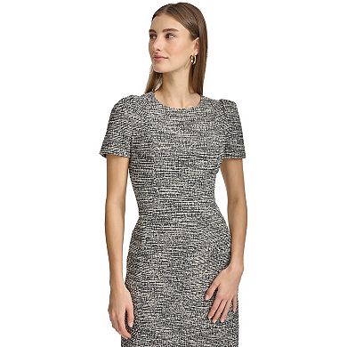 Women's Andrew Marc Tulip Sleeve Tweed Mini Sheath Dress