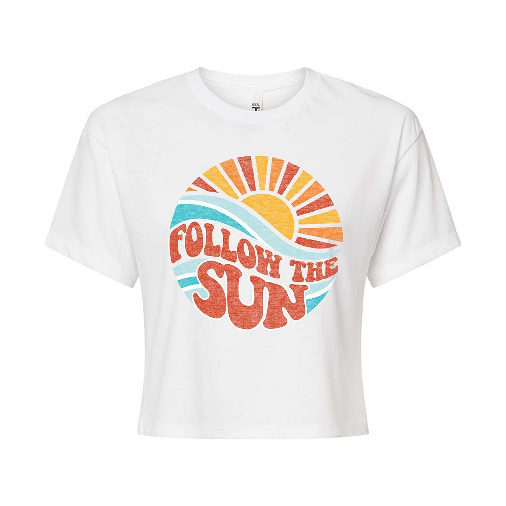 Juniors' Follow The Sun Cropped Graphic Tee