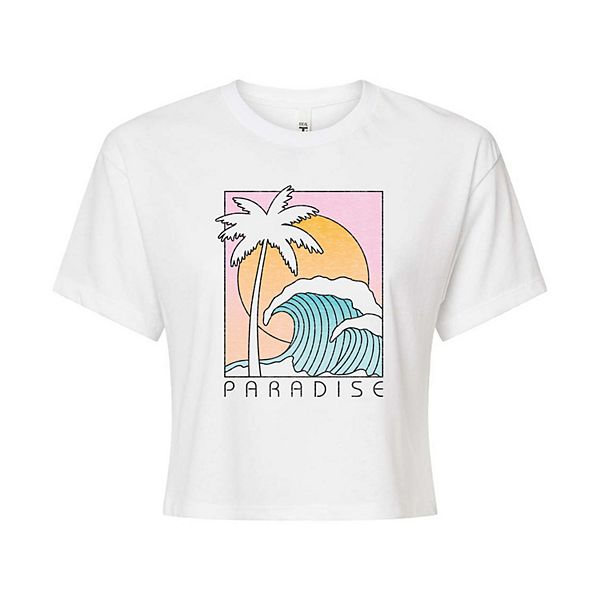 Juniors' Paradise Cropped Graphic Tee