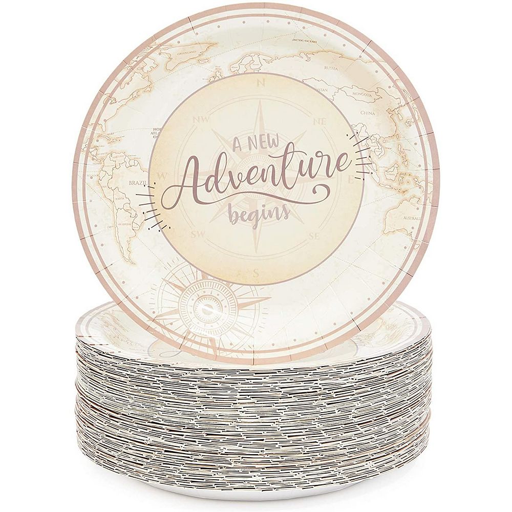 80pcs A New Adventure Begin Disposable Paper Plates 9" For Graduation Party