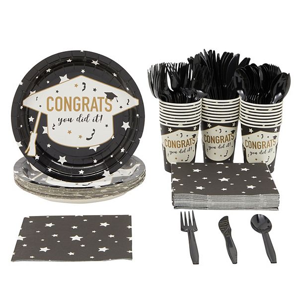 144 Piece Party Decor Celebrate Plates,napkins Set For Awards Ceremony ...