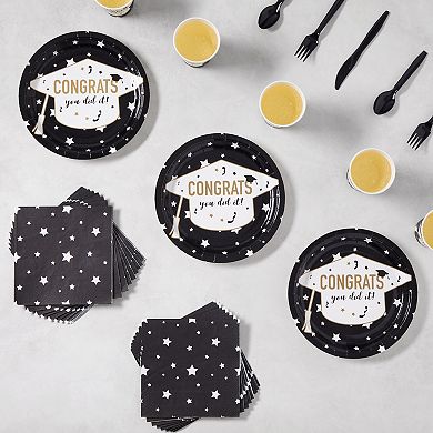 144 Piece Party Decor Celebrate Plates,napkins Set For Awards Ceremony ...