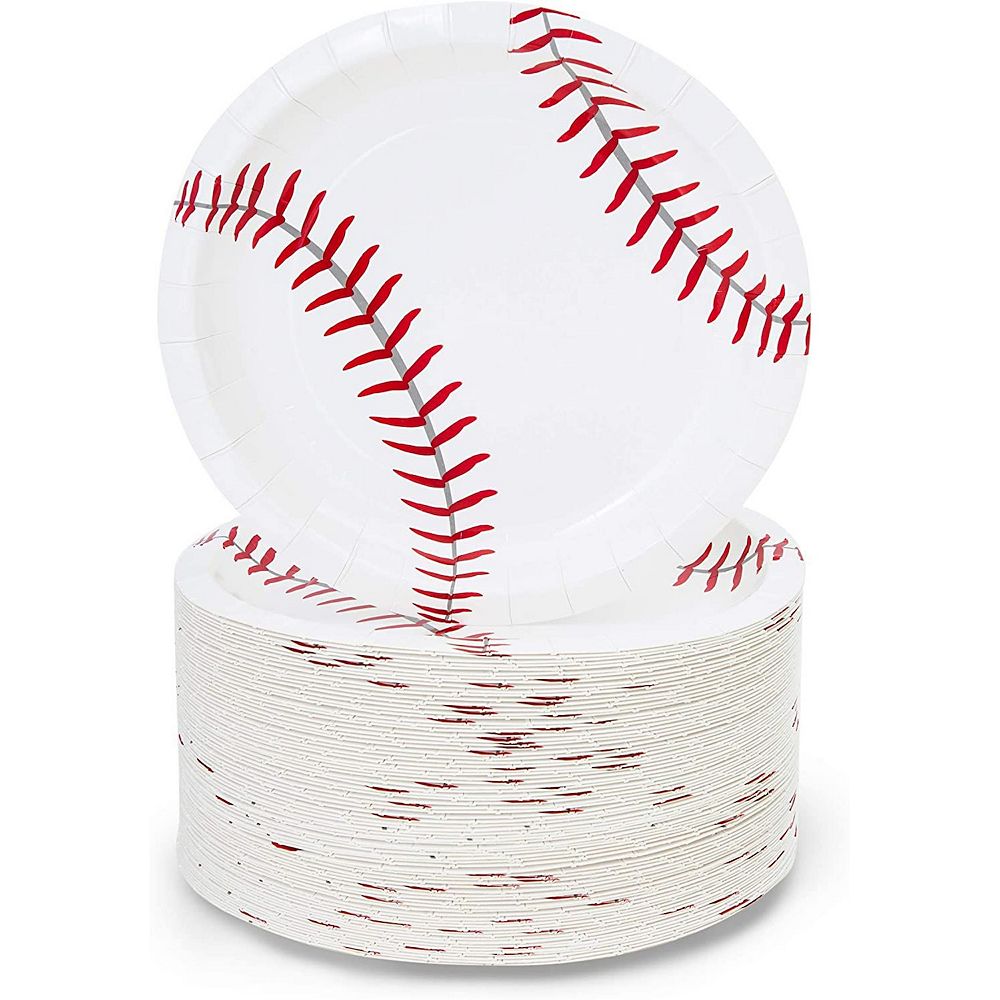 Baseball Plates For Sports Birthday Party (white, 7 Inches, 80 Pack)