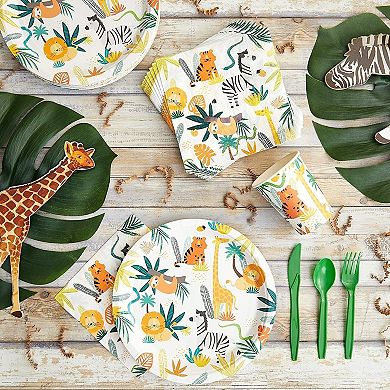 144 Piece Jungle Safari Theme Birthday Party Decorations, Zoo Animal ...