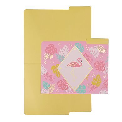 12 Pcs Decorative File Folders, Flamingo With Gold Foil, Letter Size