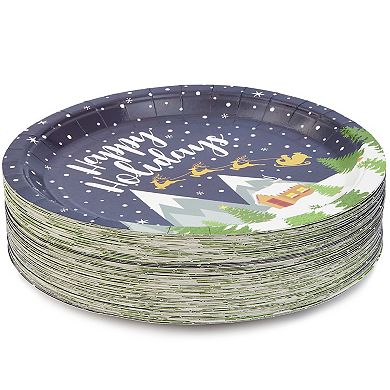 80 Pcs Christmas Paper Plates Disposable Happy Holiday Xmas Party ...