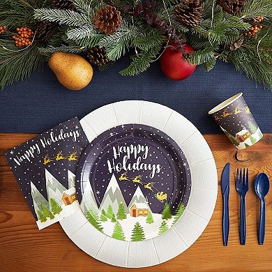 80 Pcs Christmas Paper Plates Disposable Happy Holiday Xmas Party ...