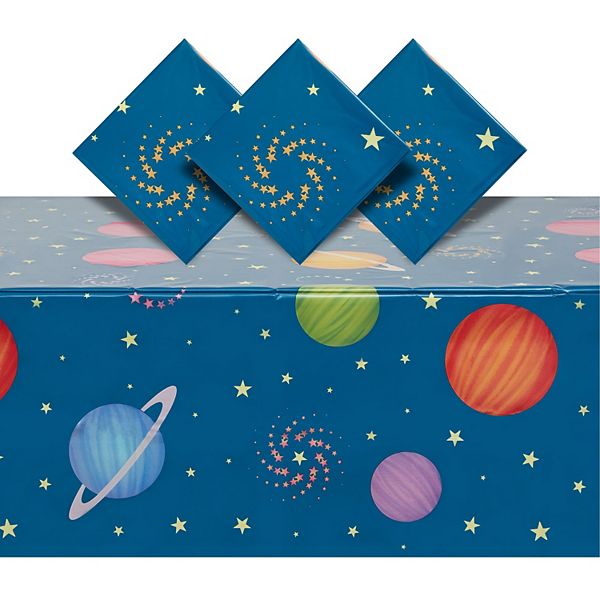 3 Pack Outer Space Tablecloth Plastic, Galaxy Birthday Decorations ...