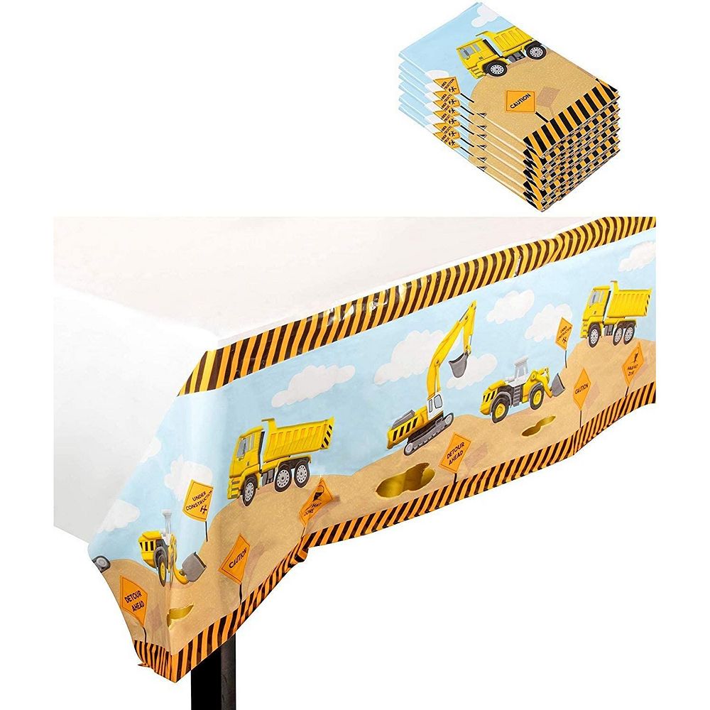 6-pack Plastic Rectangular Tablecloth Construction Themed Table Covers ...