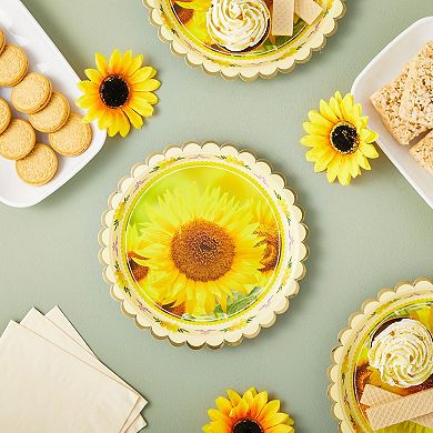 48 Pack Party Paper Plates For Sunflower Birthday Decorations, Baby ...