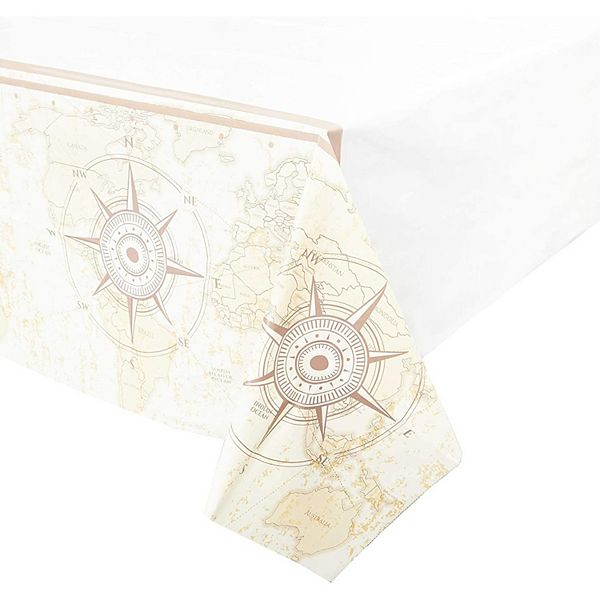 3 Pack Adventure Travel Themed Party Tablecloth Table Cover, 54 X 108"