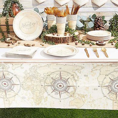 3 Pack Adventure Travel Themed Party Tablecloth Table Cover, 54 X 108"