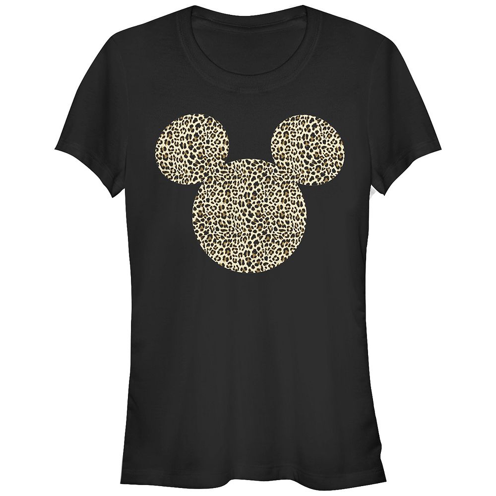 Disney's Mickey Mouse Cheetah Print Head Juniors' Graphic Tee